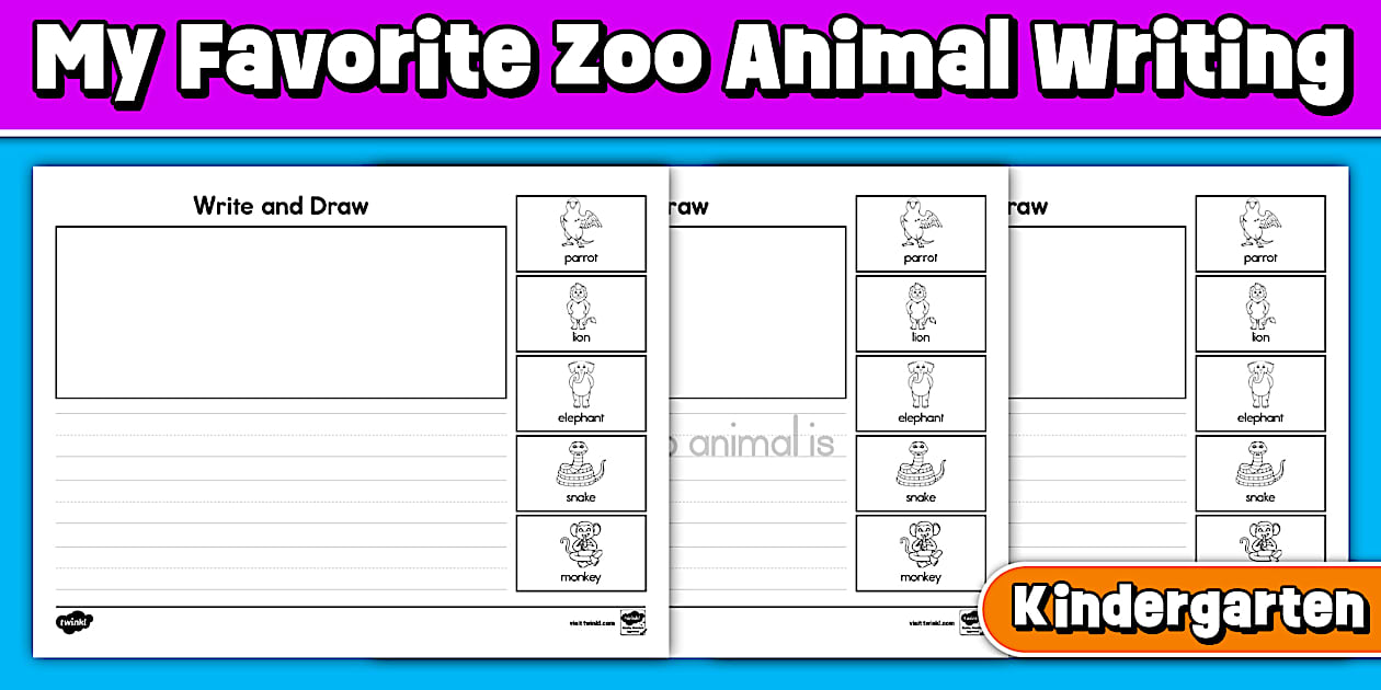 * NEW * Kindergarten My Favorite Zoo Animal Writing Worksheet