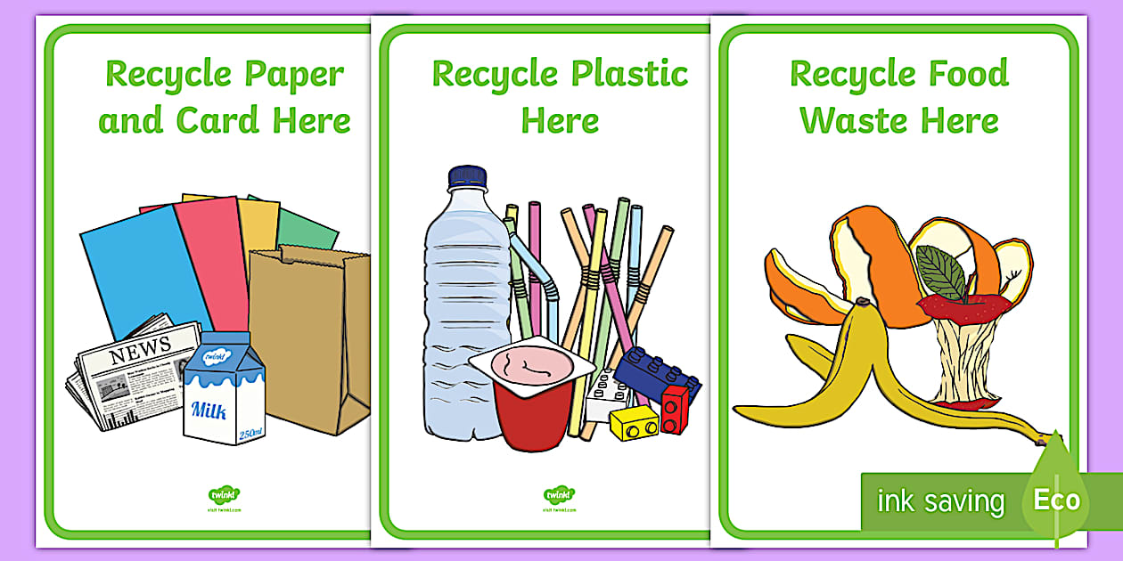 Recycling Classroom Bins Poster Pack - Recycling Resources
