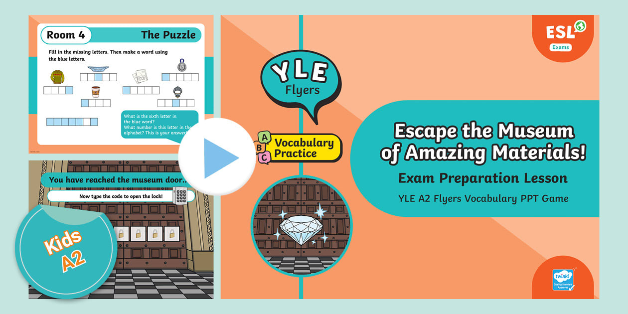 YLE Flyers - Escape Room Vocabulary PPT Game (Materials)