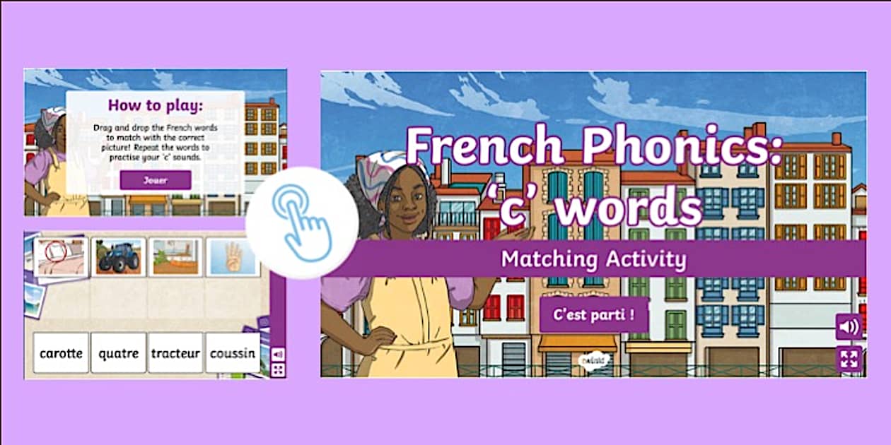 👉 French Phonics: 'c' words Interactive Matching Game