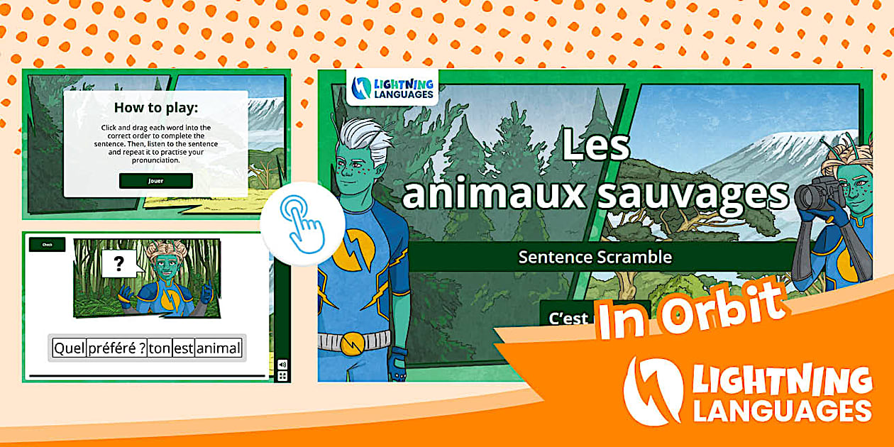 👉 Lightning Languages French Wild Animals Sentences Game