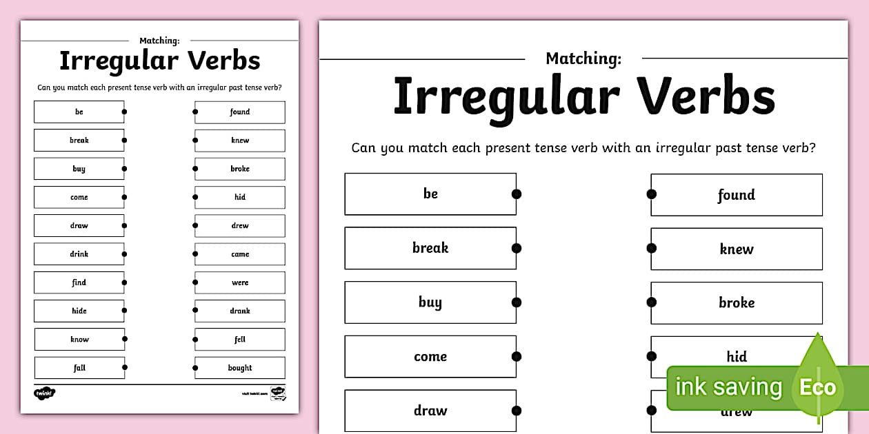 Matching Irregular Verbs Activity Sheet - Twinkl