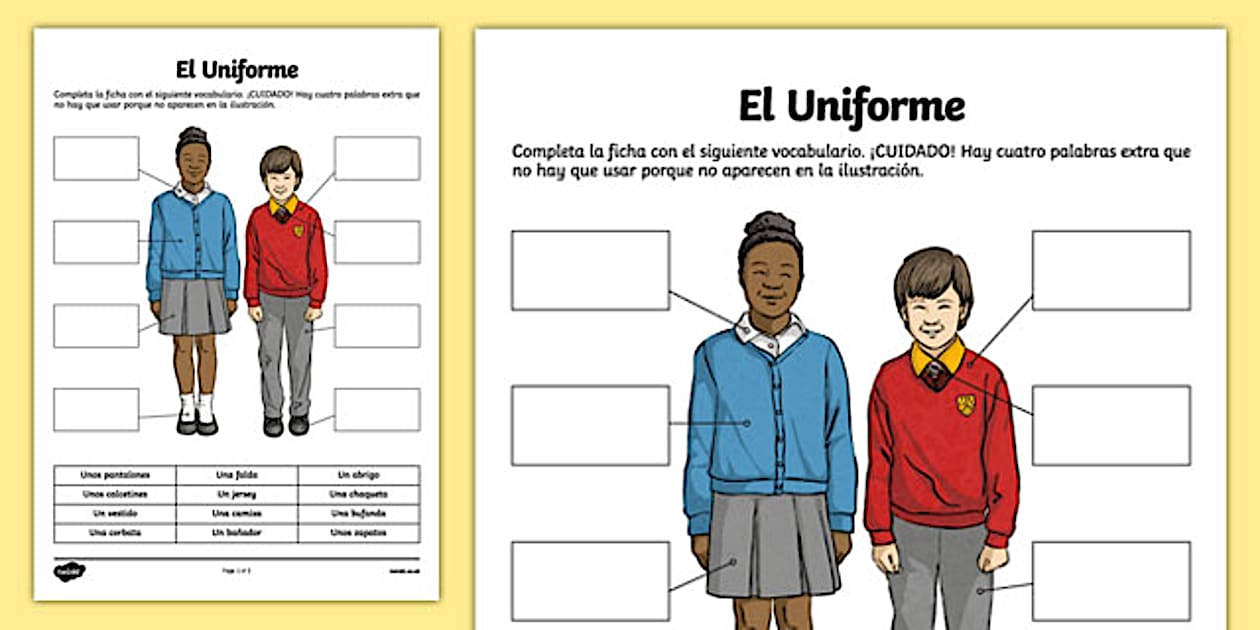 School Uniform Worksheet / Worksheet, worksheet - Twinkl