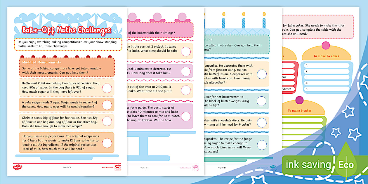 Bake-Off Maths Challenges (Ages 5 - 7) - Twinkl