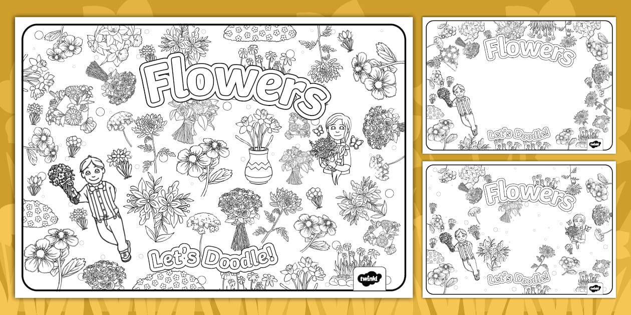 Flower Doodle Colouring Sheets