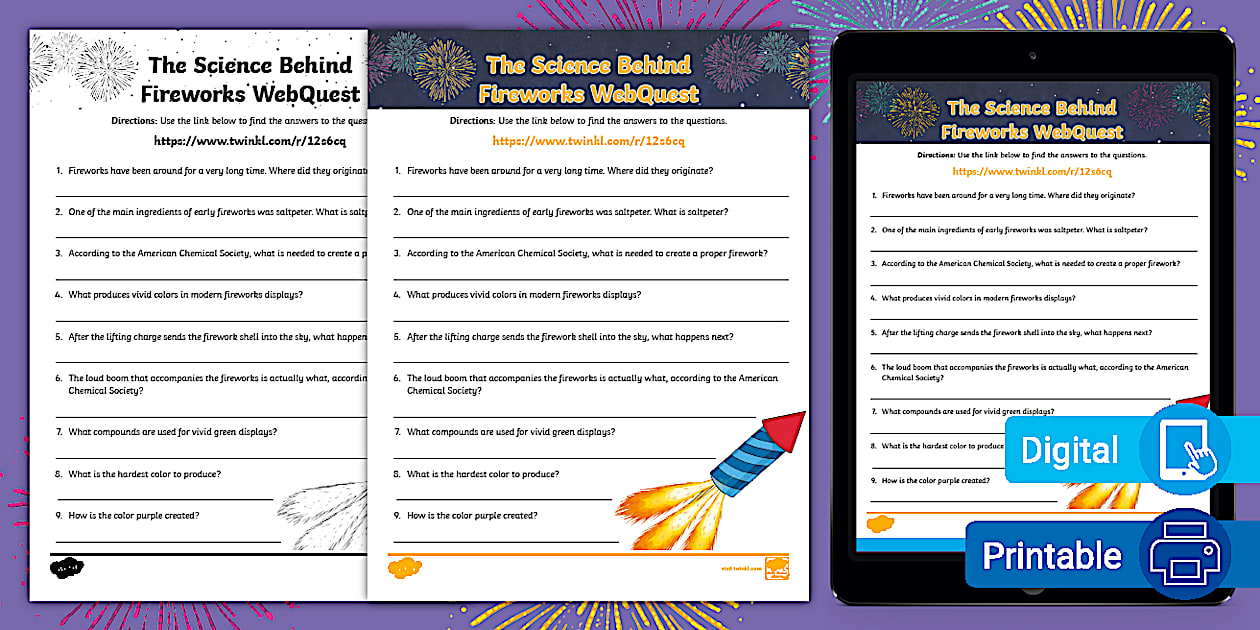 The Science Behind Fireworks WebQuest for 6th-8th Grade