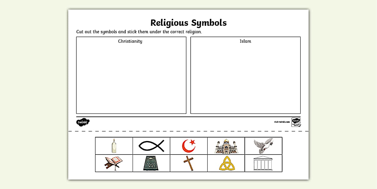 Christianity and Islam Symbols Religious Sorting Activity