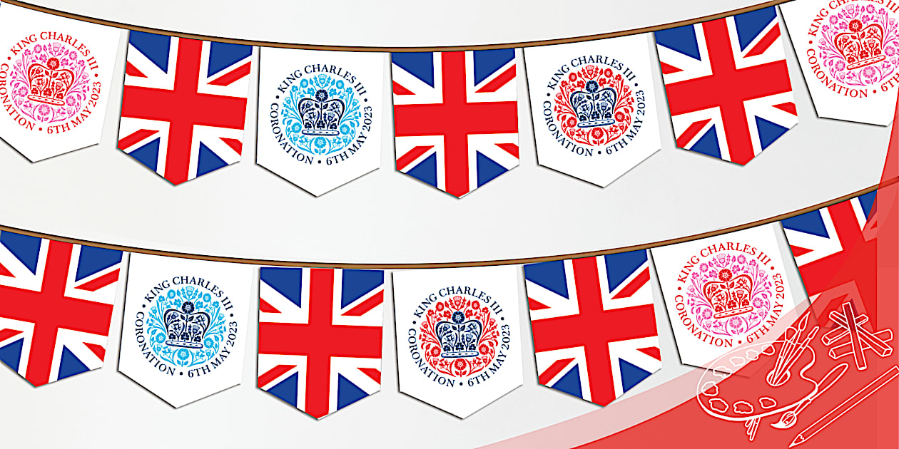 King Charles III Coronation Emblem Union Jack Bunting