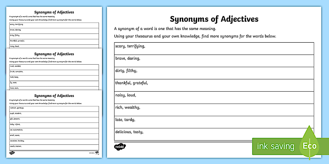 Synonyms Thesaurus Worksheets (teacher made) - Twinkl