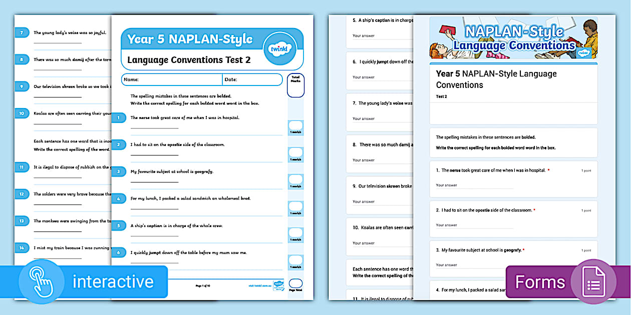 Year 5 NAPLAN-Style Reading Test Google Form - Twinkl