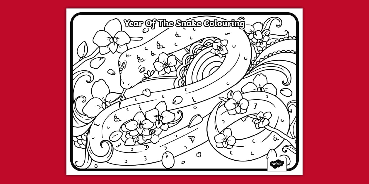 Year of the Snake Colouring Chinese New Year | Twinkl Arts