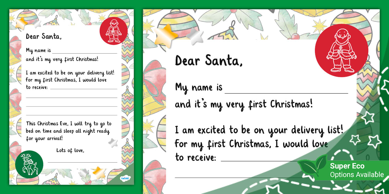 My First Letter to Santa Activity (teacher made) - Twinkl