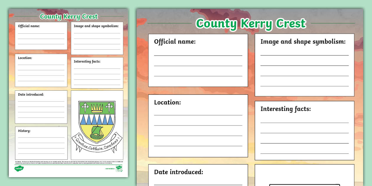 County Kerry Crest Fact File Template (teacher made)
