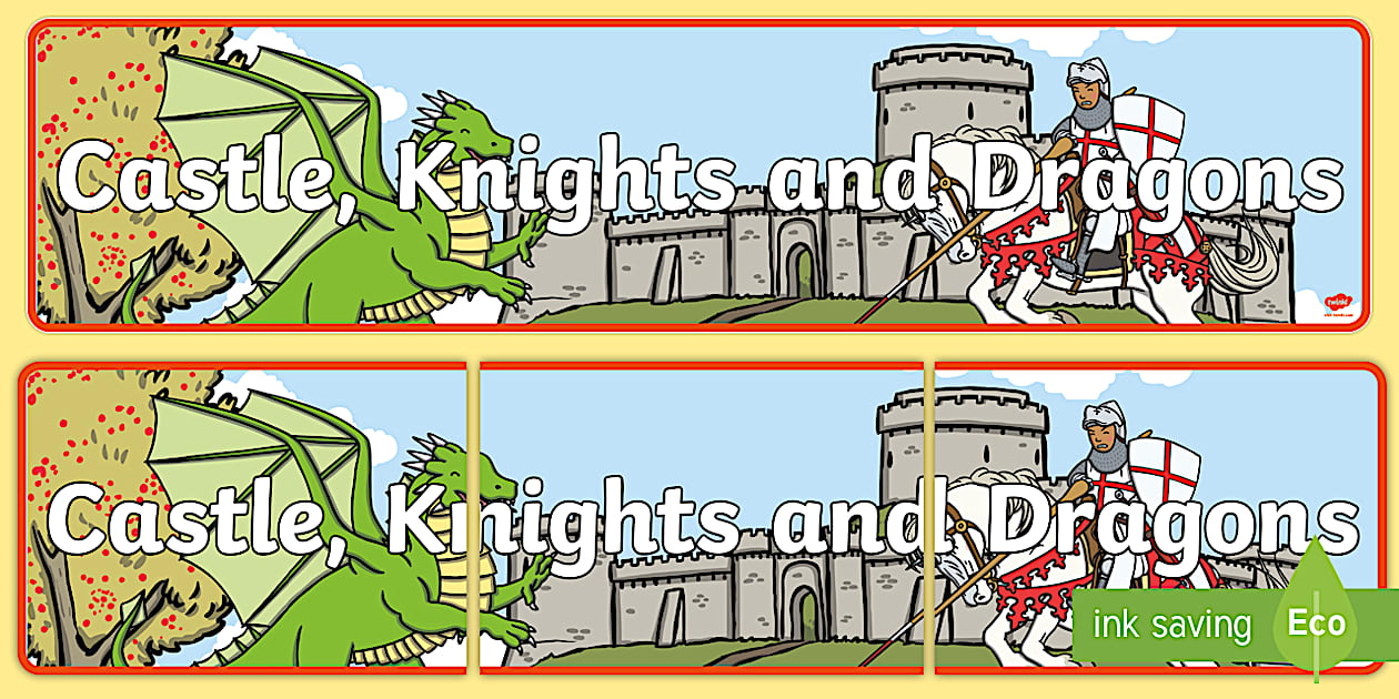 Castle Knights and Dragons Display Banner - Dragons and Castles Display ...