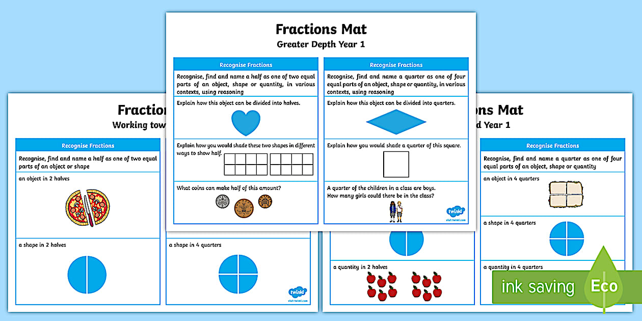 Editable Year 1 Fractions Differentiated Maths Mats Toolkit