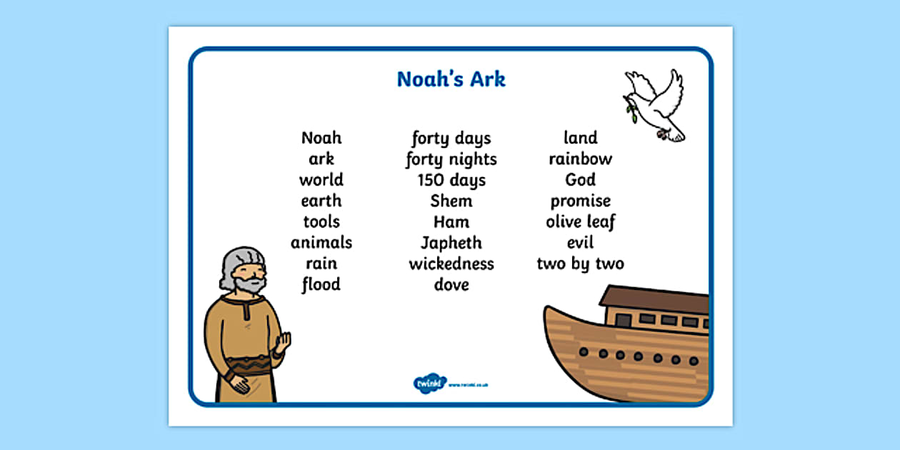 Noah's Ark Word Mat (teacher made) - Twinkl