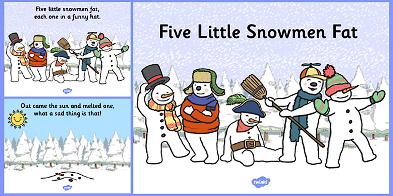 Five Little Snowmen Fat Nursery Rhyme PowerPoint - powerpoints
