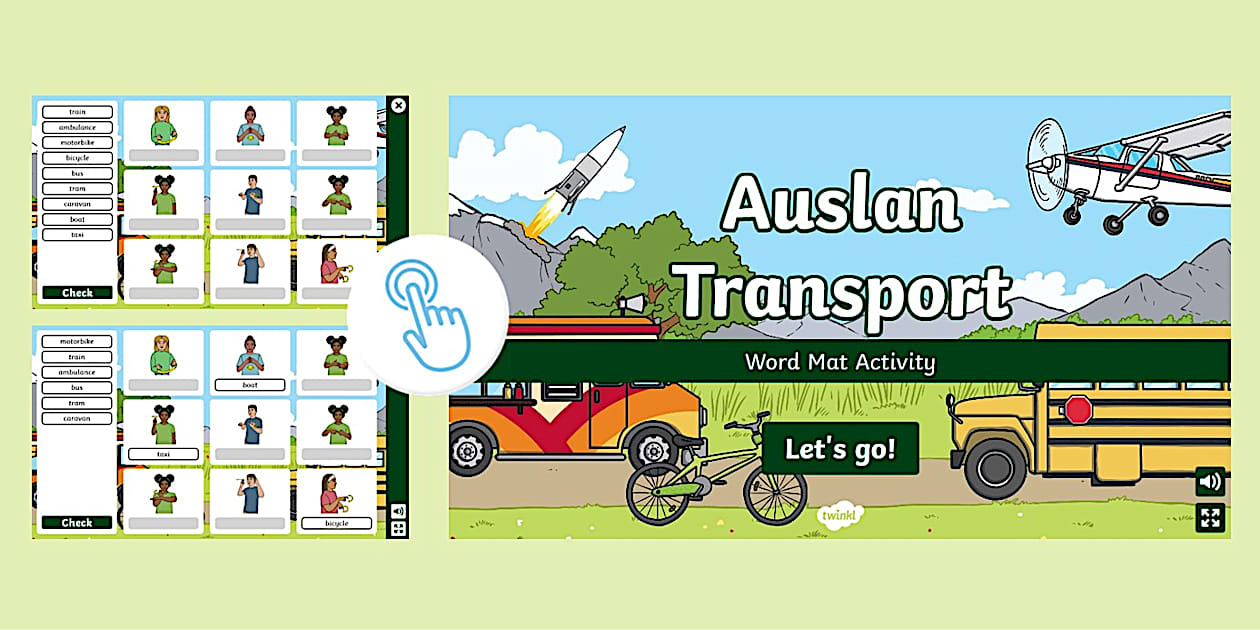 Auslan Transport Interactive Word Mat (teacher made)