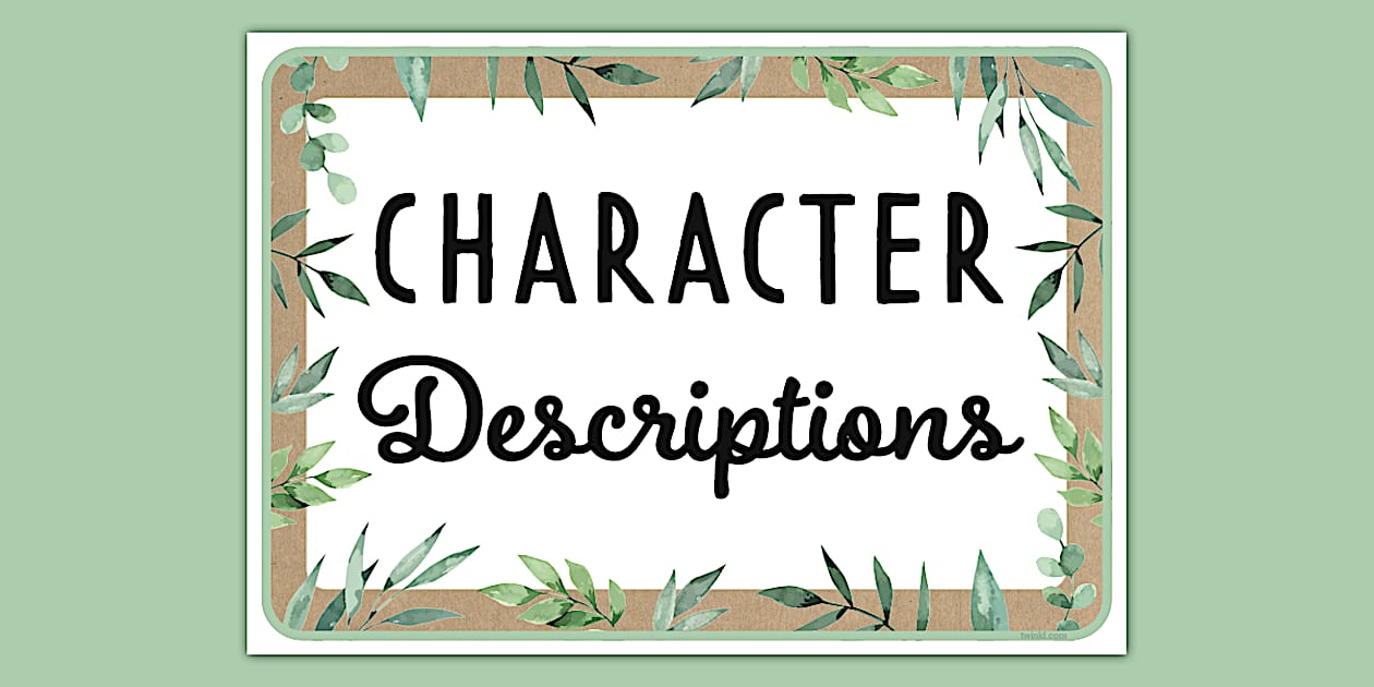 Muted Botanical Themed Character Descriptions Display Poster