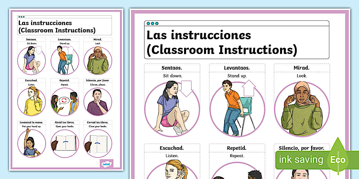Spanish: Classroom Instructions Poster (teacher made)