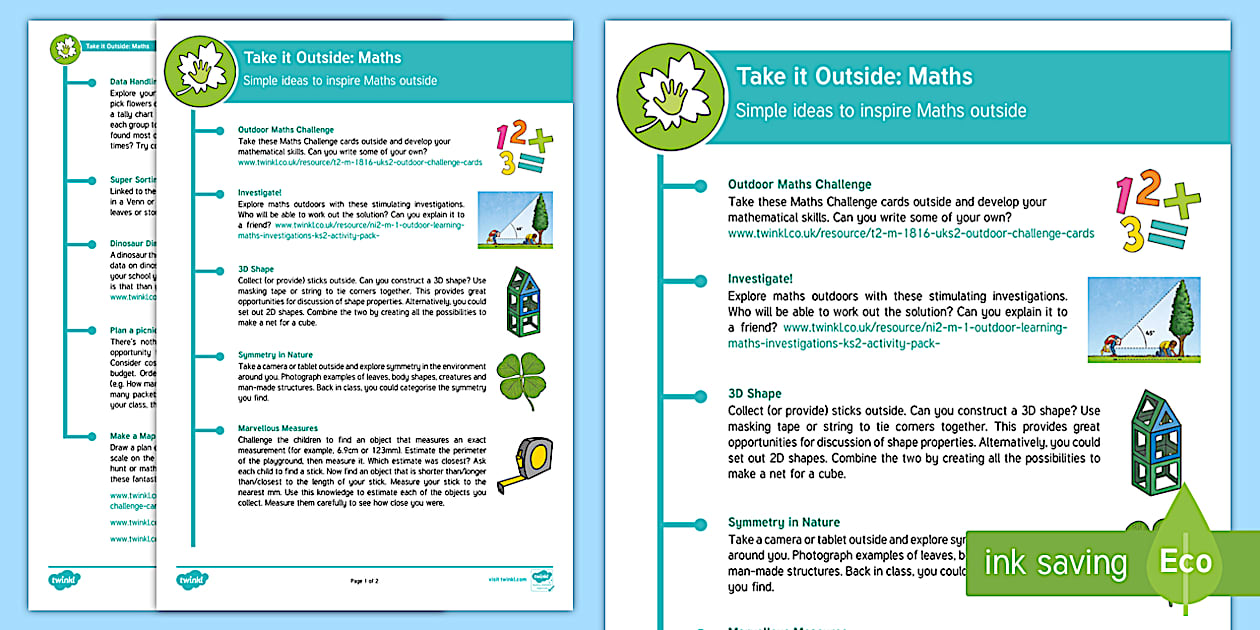 KS2 Take It Outside: Maths Teaching Ideas | Maths Activities