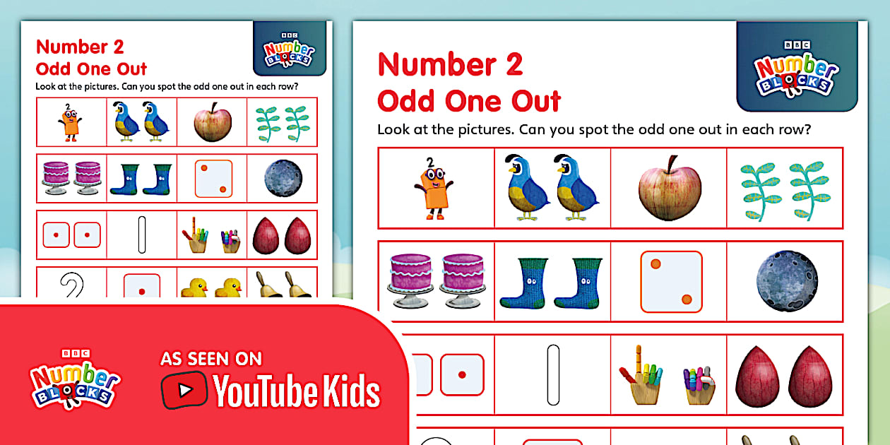 Numberblocks: Number 2 Odd One Out Worksheet - Twinkl
