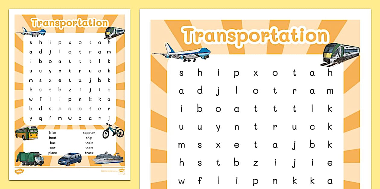 Transportation Word Search