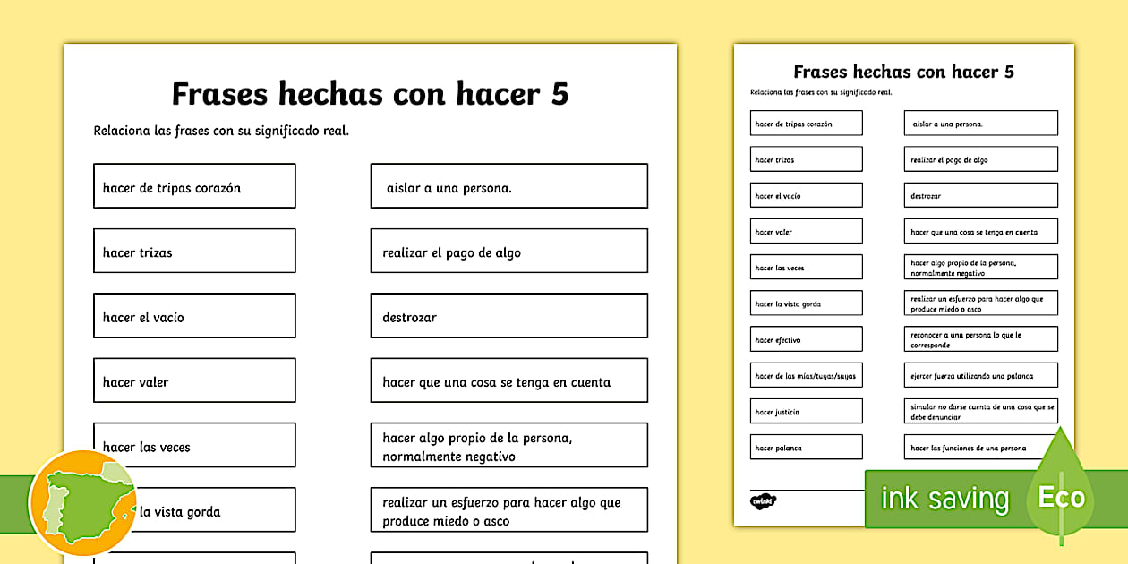 Ficha de actividad: Relaciona frases hechas con hacer 5