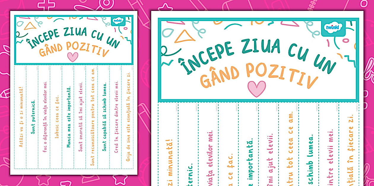 Gânduri pozitive pentru profesori – Planșă cu bilețele