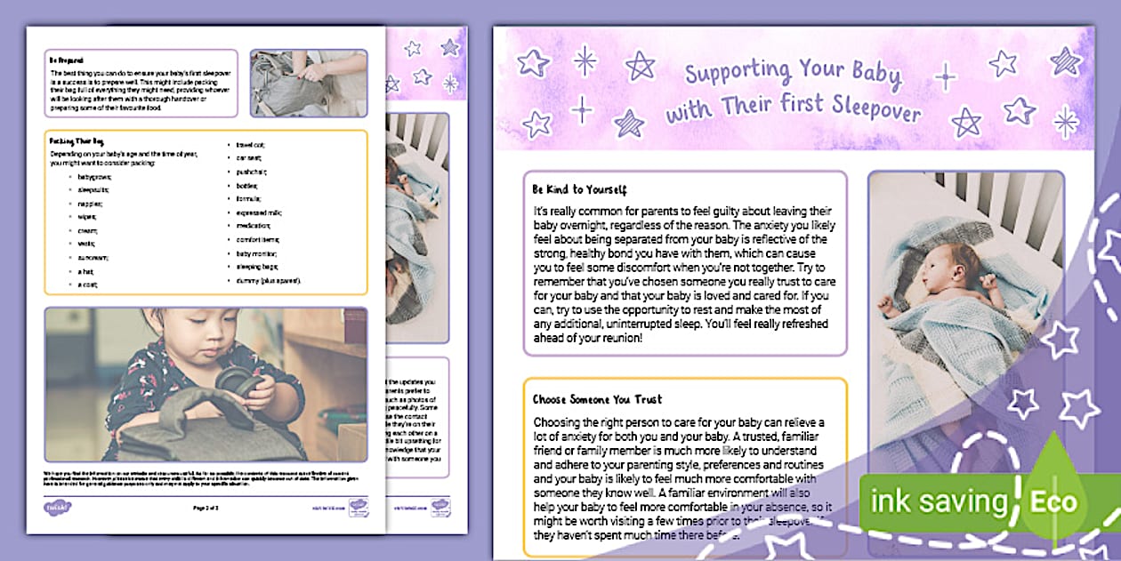 Preparing For Your Baby's First Sleepover - Twinkl