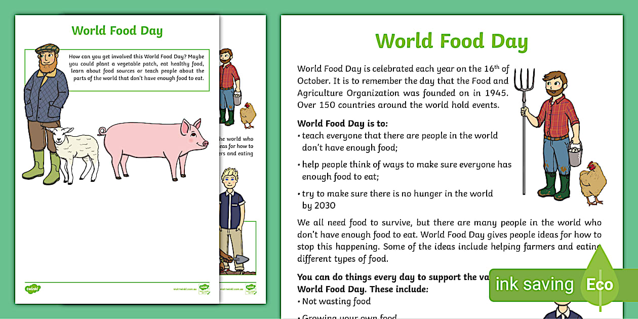 QLD World Food Day Fact File - F-2 (teacher made) - Twinkl