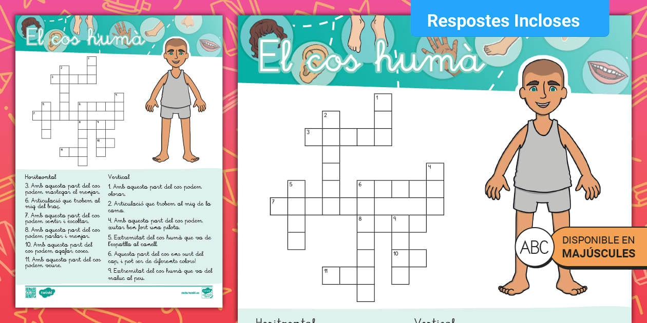 Mots encreuats: El cos humà - Català (Teacher-Made)