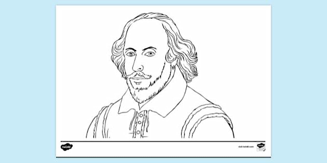 Shakespeare Colouring Template - Blank Shakespeare Drawing