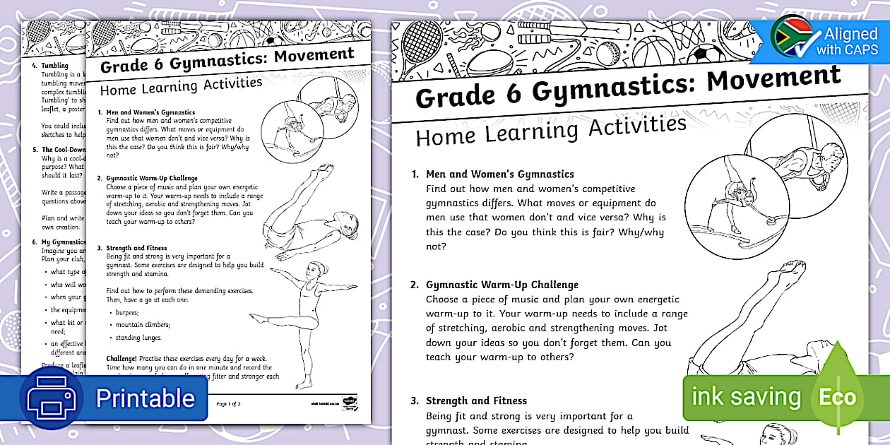 Grade 6 PE Gymnastics Movement Home Learning Activity