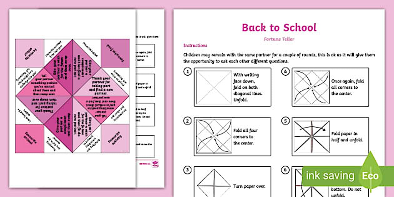 Back to School Getting to Know You Fortune Teller - Twinkl