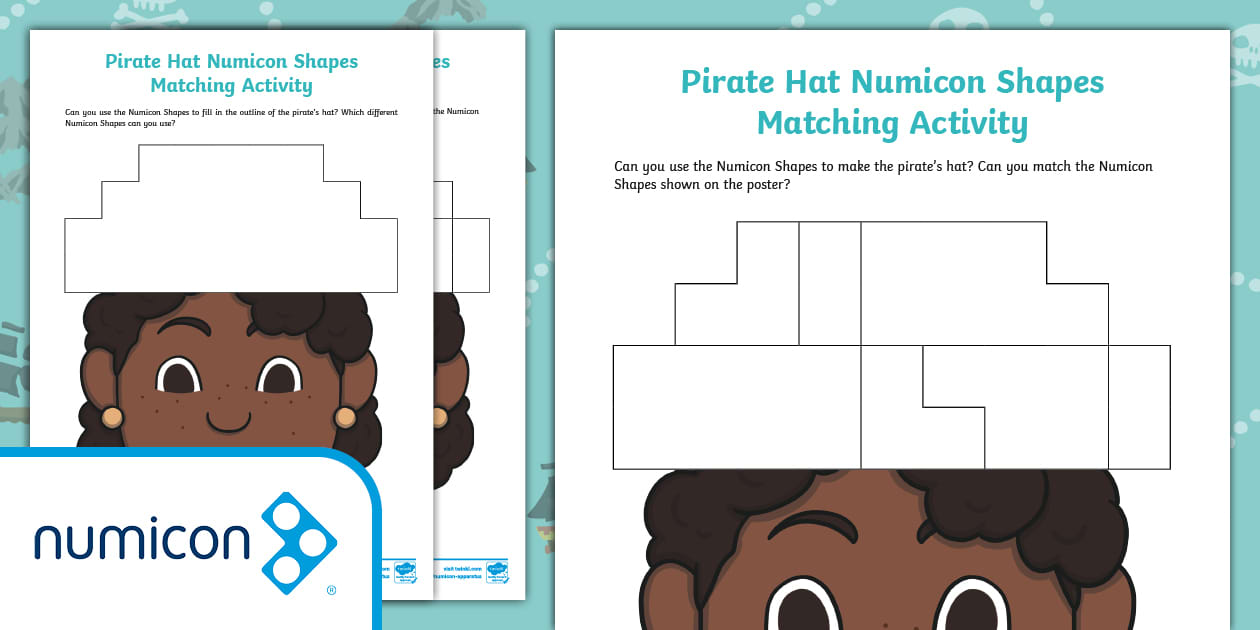 Pirate Hat Numicon Shape Outline and Matching Posters Pack