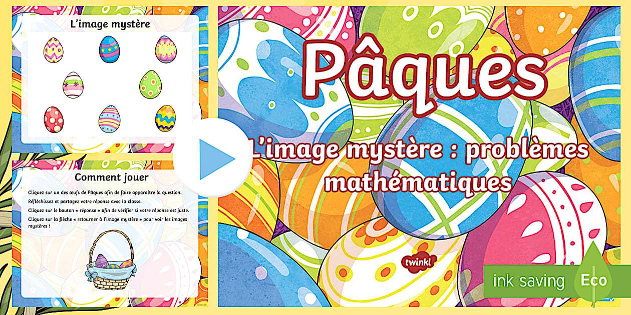 Powerpoint : l'image mystère : problèmes mathématiques