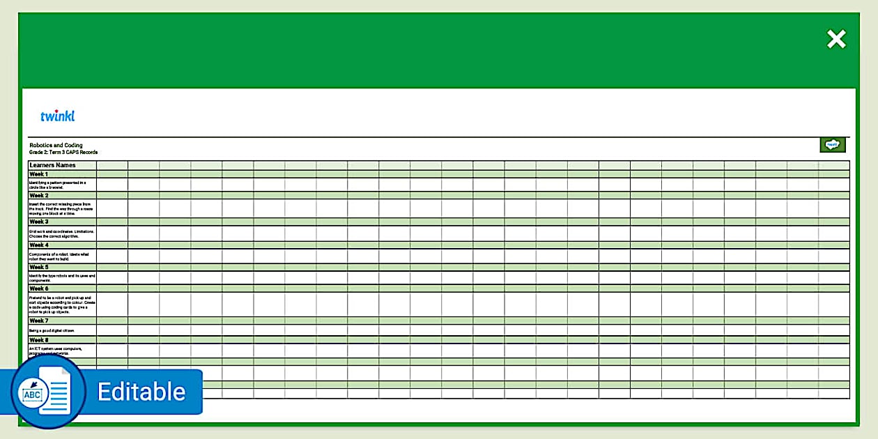 Grade 2 - Term 3 - Week-By-Week Assessment Records - Twinkl
