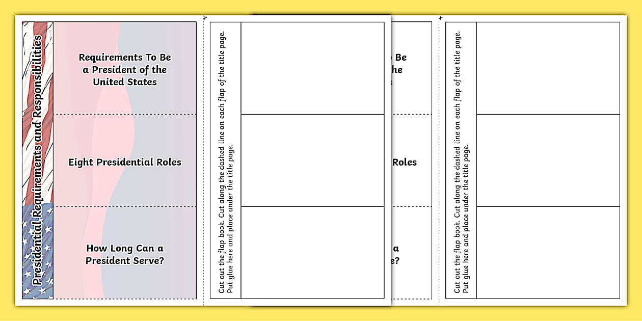 Presidential Requirements and Responsibilities Flap Book for 3rd-5th Grade