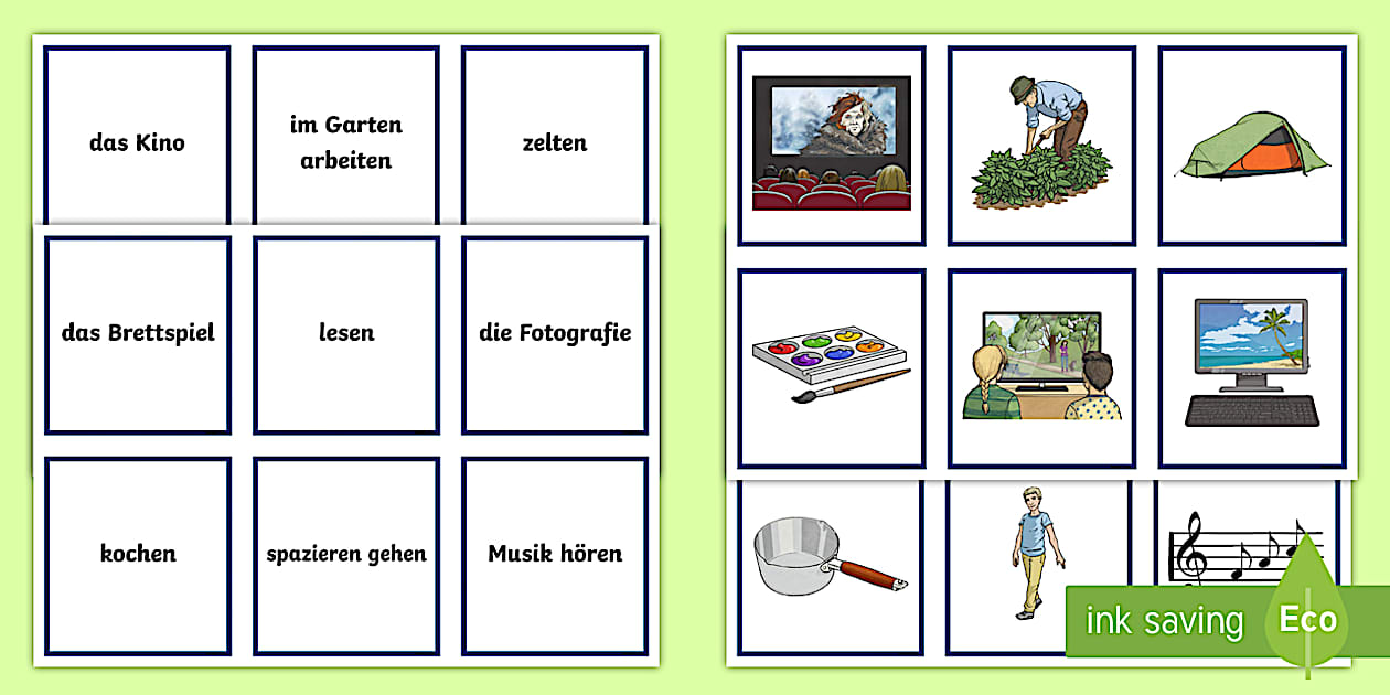 Editable Favourite Hobbies Snap Card Game German - Twinkl