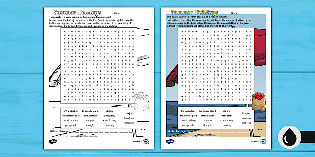 Summer Holidays Word Search Gr. 7 (teacher made) - Twinkl