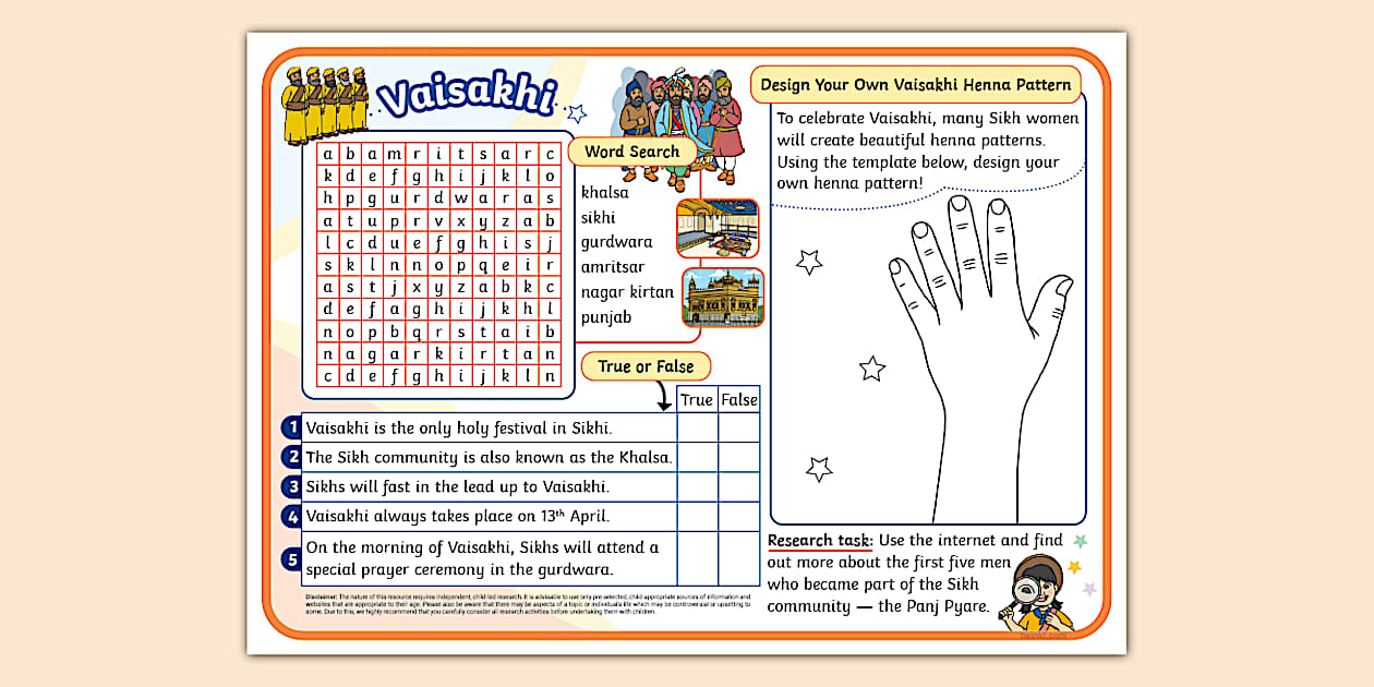KS1 Vaisakhi Activity Mat (Teacher-Made) - Twinkl