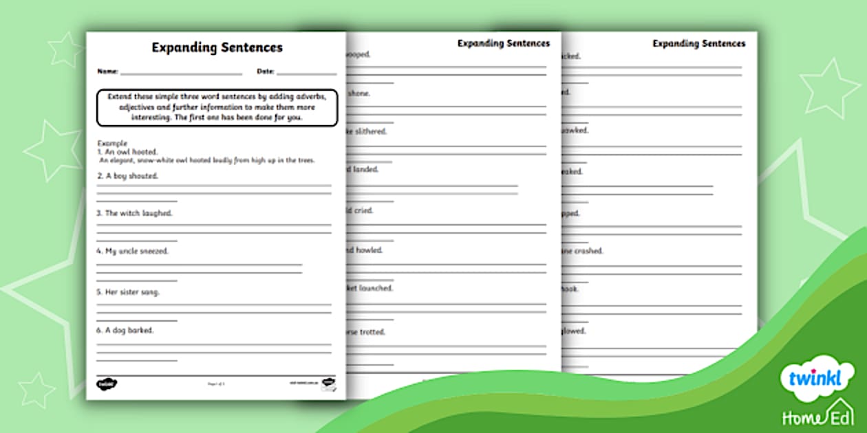 Home Education Expanding Sentences (teacher made) - Twinkl
