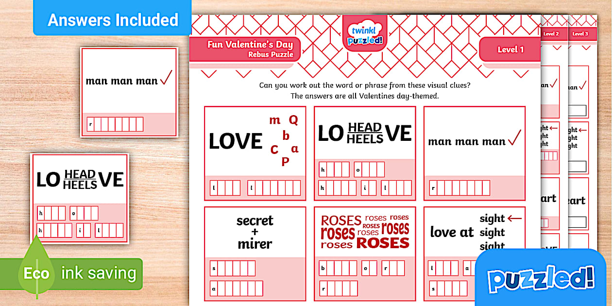 Valentine’s Day rebus picture puzzle - Twinkl - Puzzles