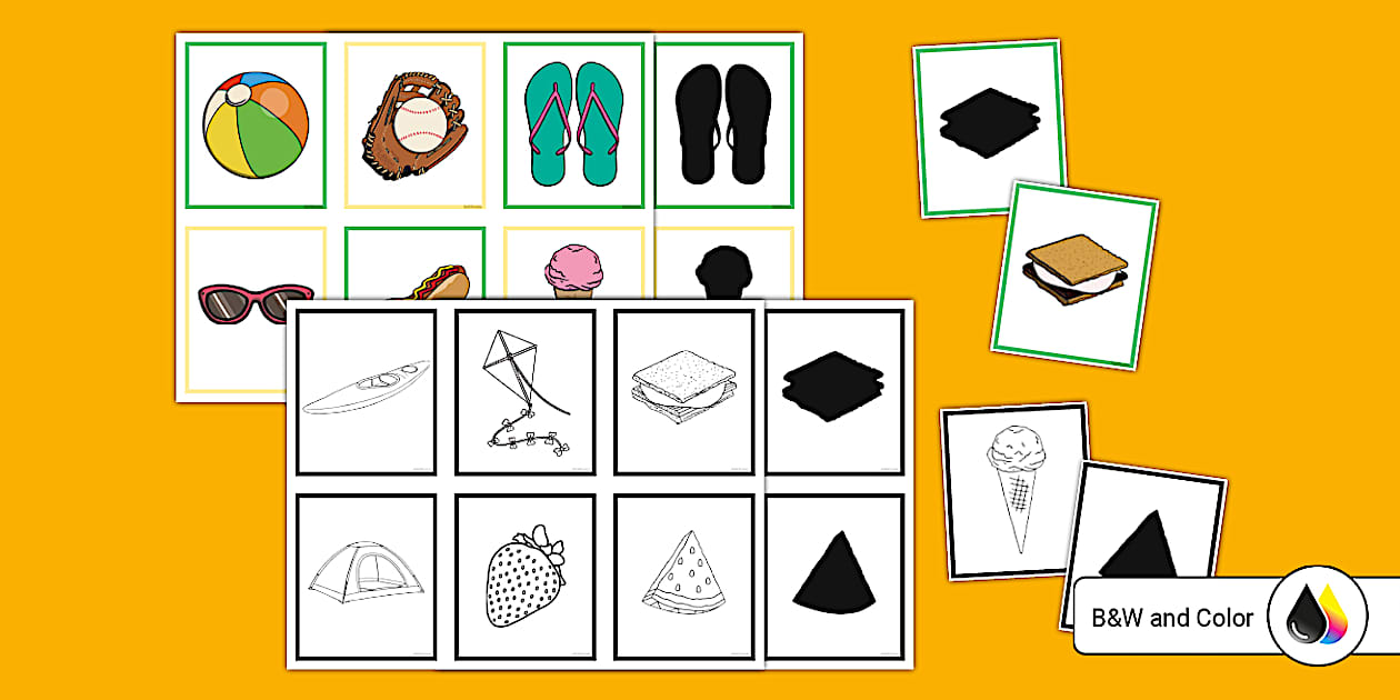 Summer Shadow Matching Card Game (teacher made) - Twinkl