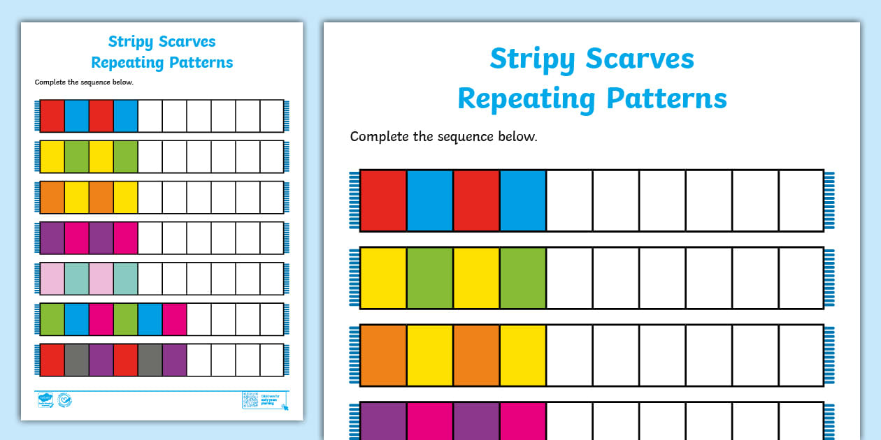 Stripy Scarves Repeating Patterns Worksheet / Worksheet