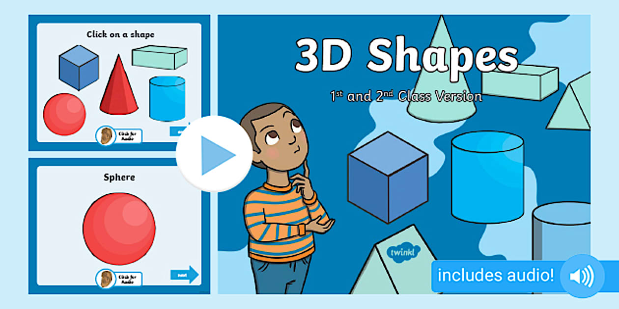 3D Shapes Audio PowerPoint (teacher made) - Twinkl
