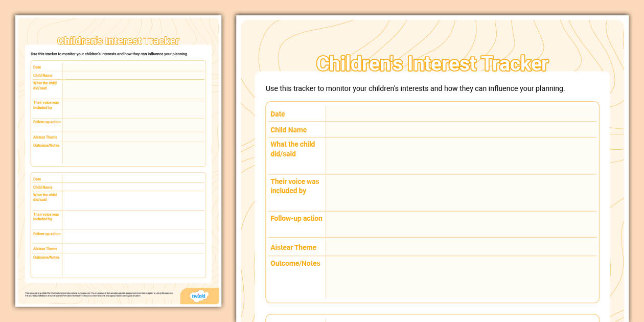 Children's Interest Tracker (teacher made) - Twinkl