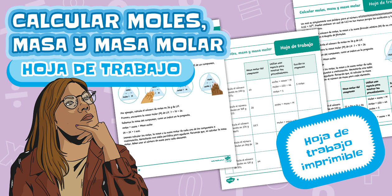 Hoja de actividades: moles, masa, molar - Twinkl Colombia
