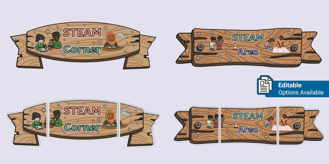 STEAM Area Display Banner - Natural Wood Theme
